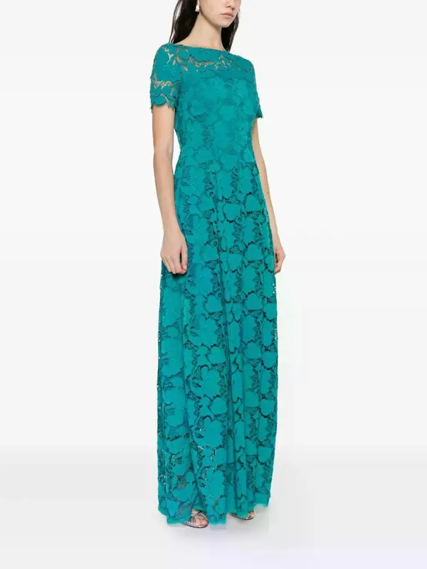 Talbot Runhof Lace Short-sleeve Dress