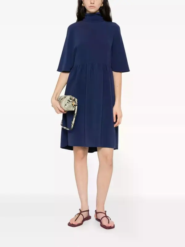Talbot Runhof Roll-neck Gathered Dress