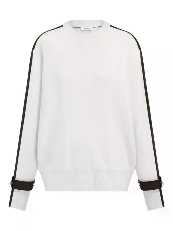 FERRAGAMO Buckle Trim Crew-neck Sweater - White