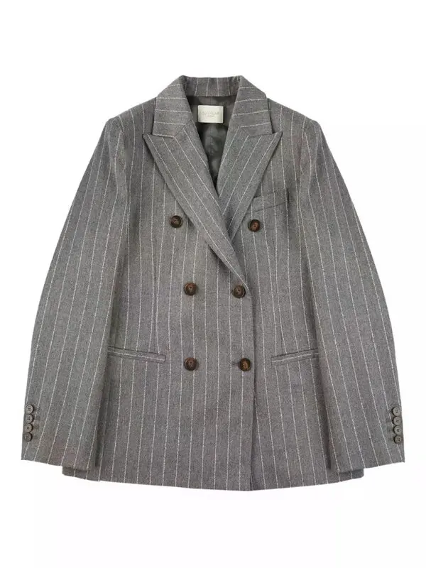 SLOWEAR Double-breasted Pinstripe Blazer
