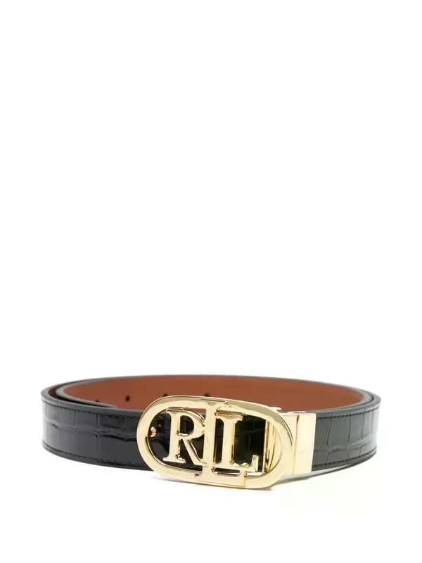 Ralph Lauren Leather Belt With Logo Buckle - Black