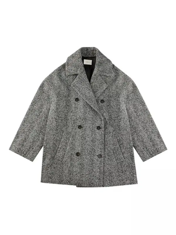 SLOWEAR Herringbone Double-breasted Pea Coat