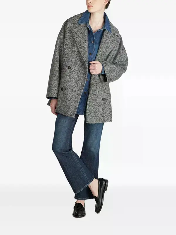 SLOWEAR Herringbone Double-breasted Pea Coat