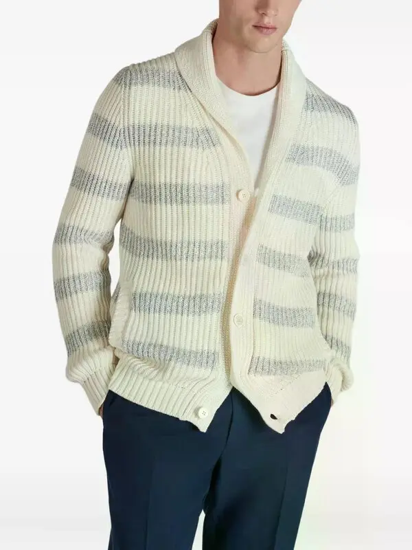 SLOWEAR Striped Shawl-collar Cardigan