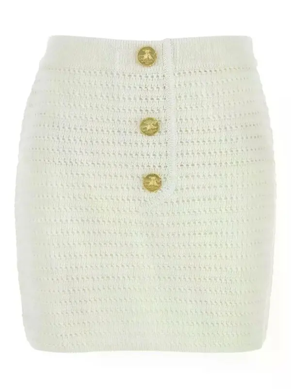 Le Kasha Crochet Button-embellished Mini Skirt - White