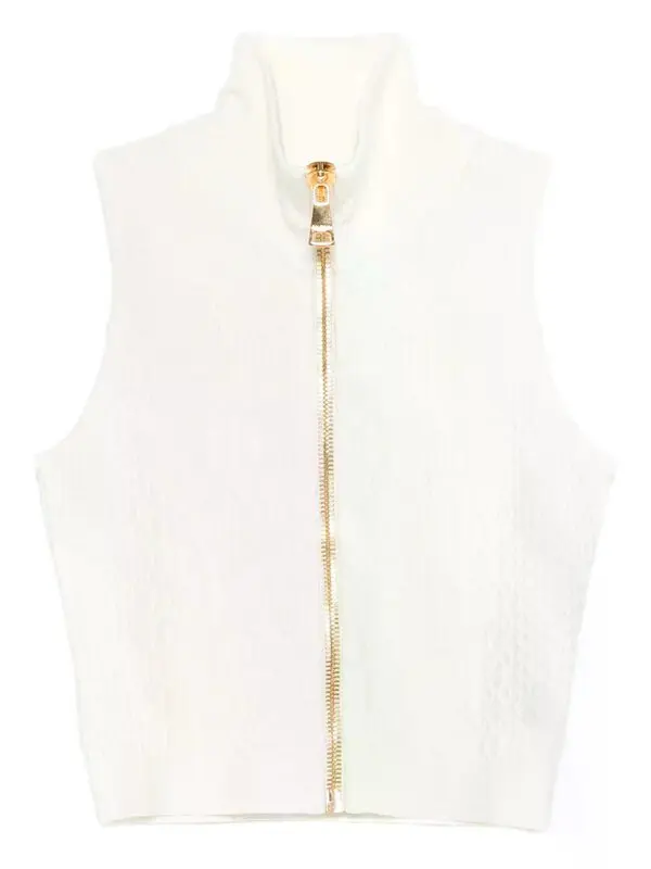 Balmain Zip High-neck Top - White