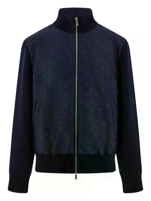 FERRAGAMO Monogram Jacquard Knitted Bomber Jacket