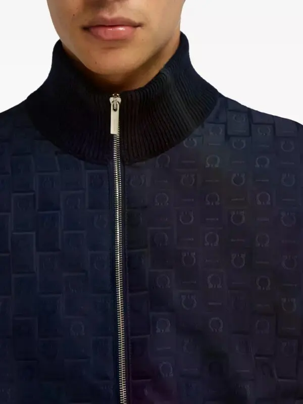 FERRAGAMO Monogram Jacquard Knitted Bomber Jacket