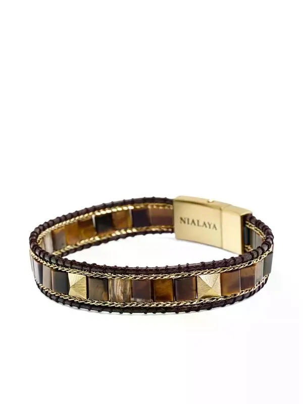 NIALAYA JEWELRY Stud Tiger-eye Bracelet - Brown