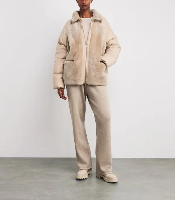 Eleventy Shearling High-neck Jacket