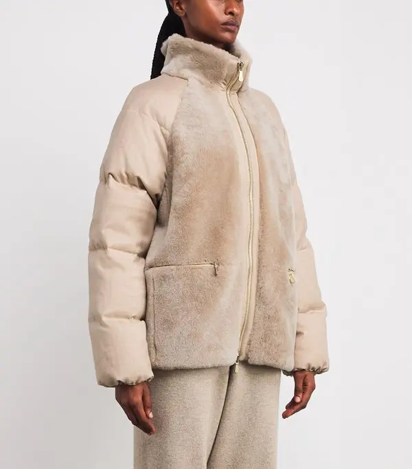 Eleventy Shearling High-neck Jacket