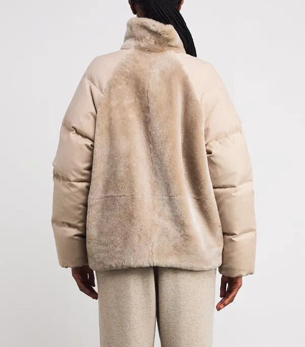 Eleventy Shearling High-neck Jacket