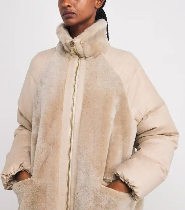 Eleventy Shearling High-neck Jacket