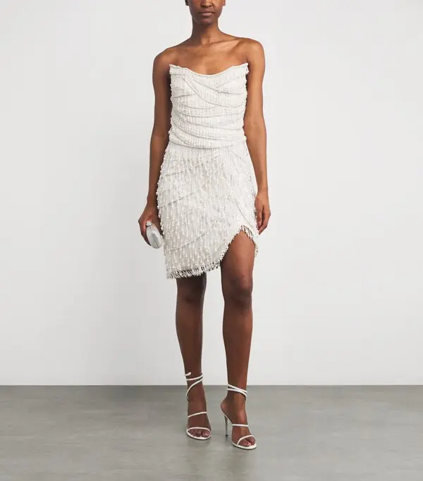 Pamella Roland Beaded Strapless Mini Dress