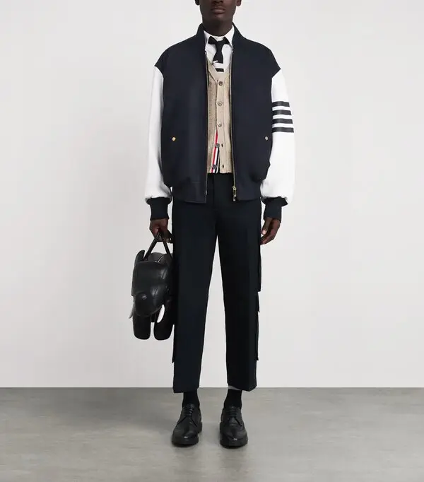 Thom Browne Oversized Wool-leather Bomber Jacket