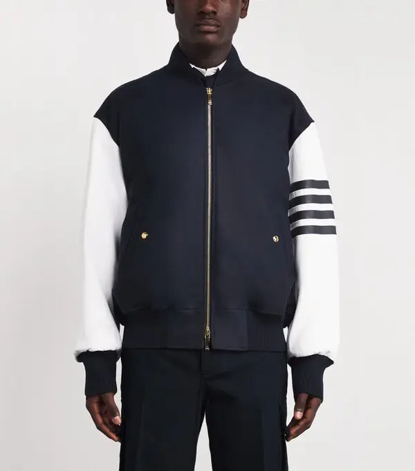 Thom Browne Oversized Wool-leather Bomber Jacket
