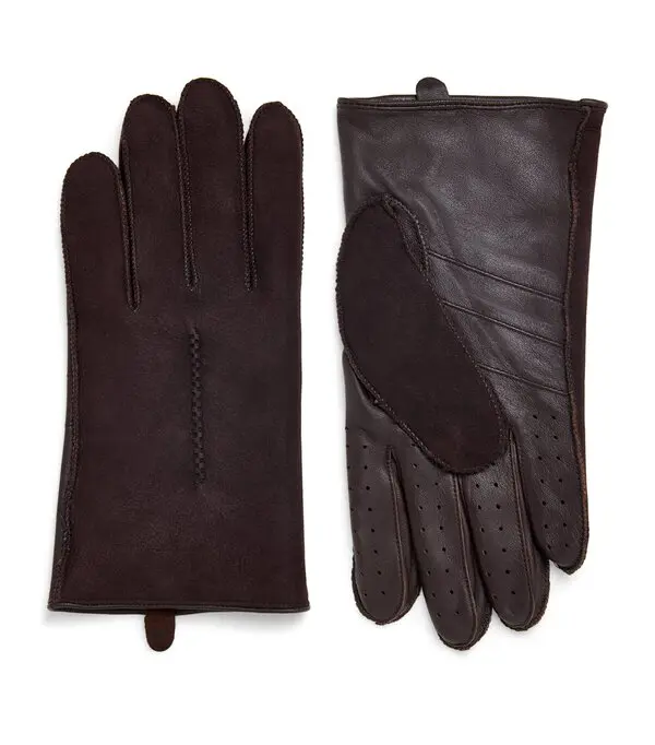 DENTS Leather Touchscreen Gloves - Brown