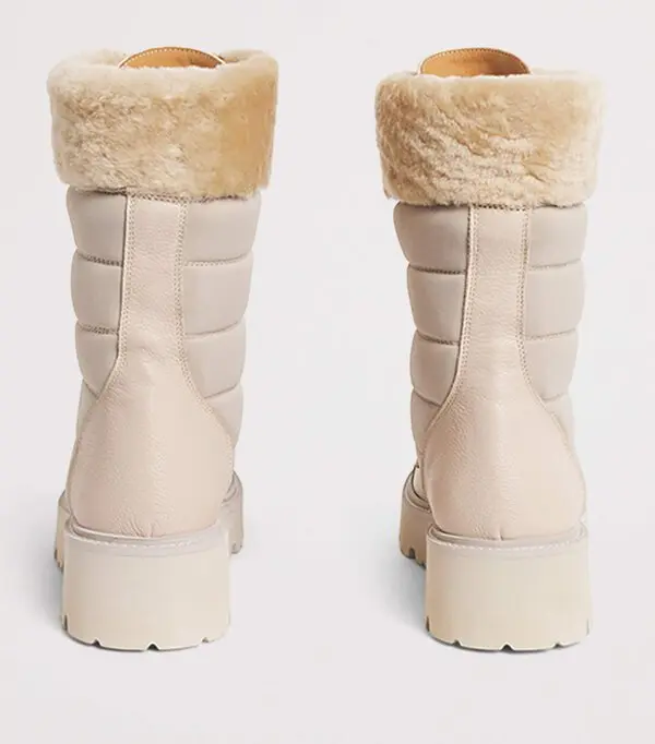 Eleventy Leather Shearling Trim Lace-up Boots