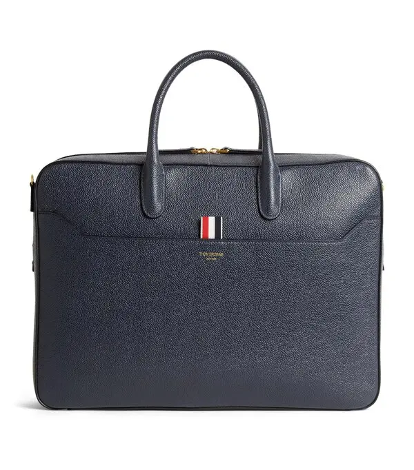 Thom Browne Leather Business Bag - Navy