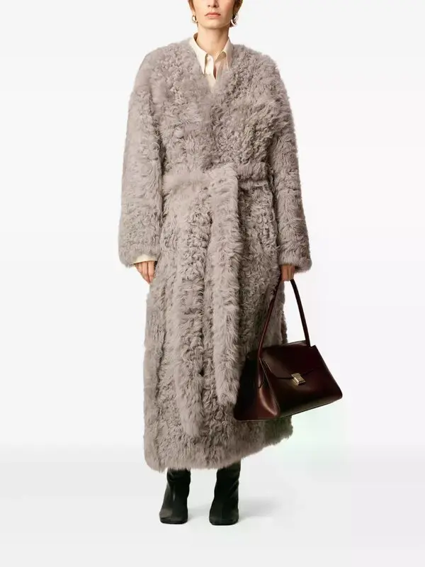 Ami Shearling Belted Coat