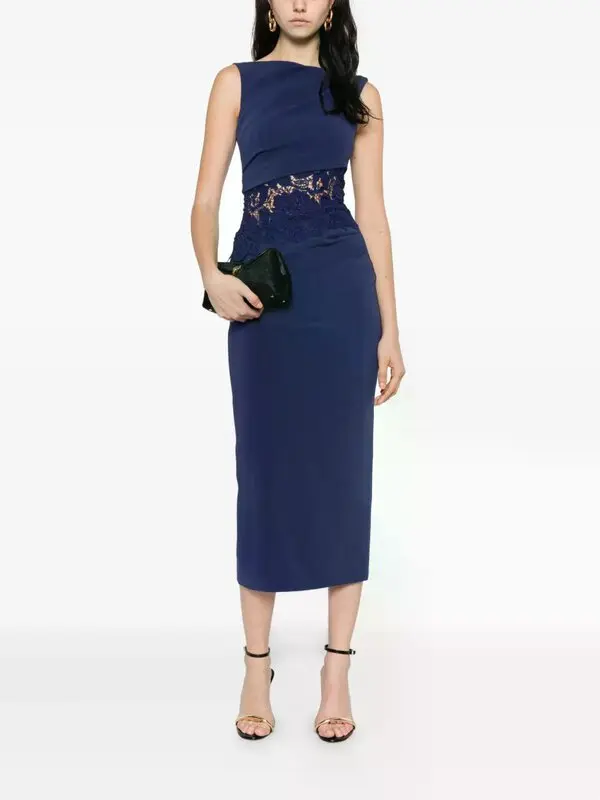 Talbot Runhof Lace-panel Draped Dress