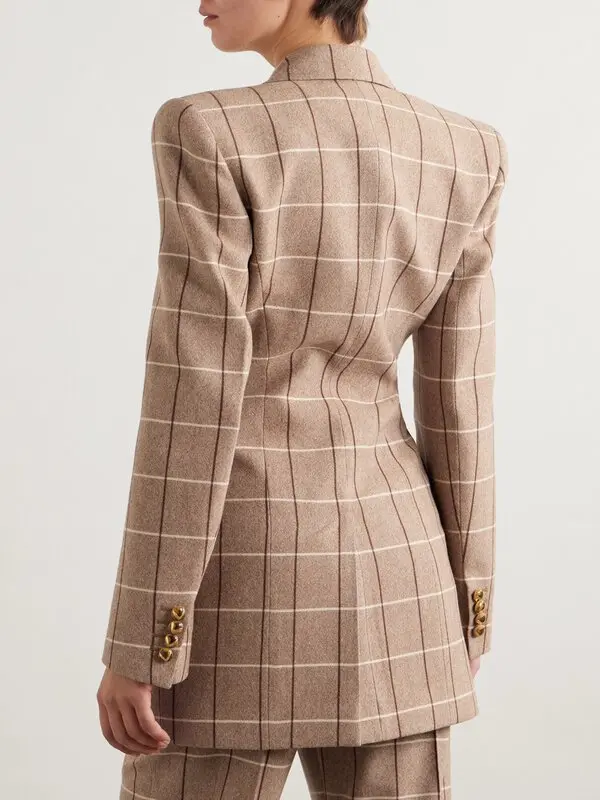 Valentino Garavani Double-breasted Checked Wool Blazer