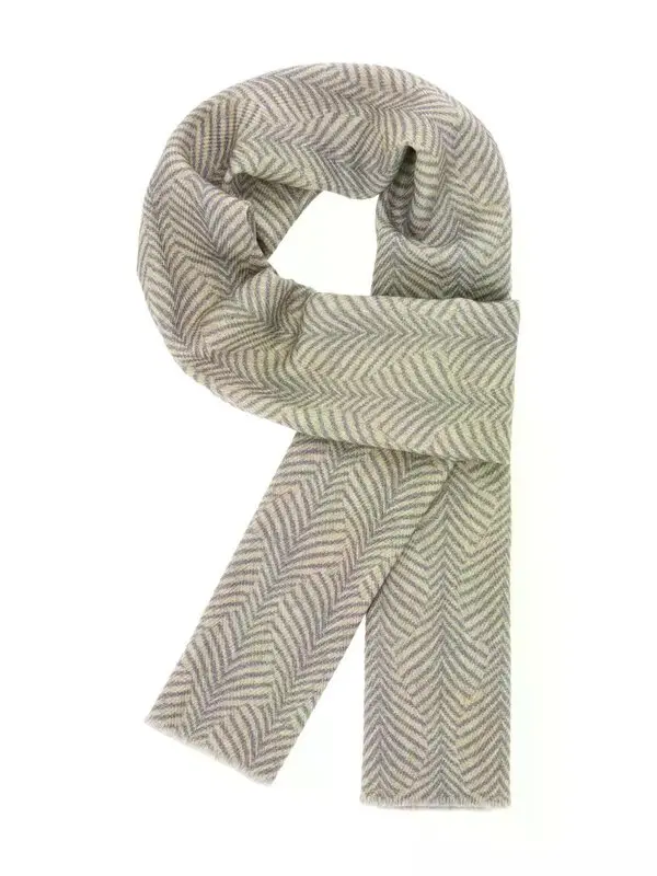 Boggi Milano Herringbone-print Wool Scarf - Grey