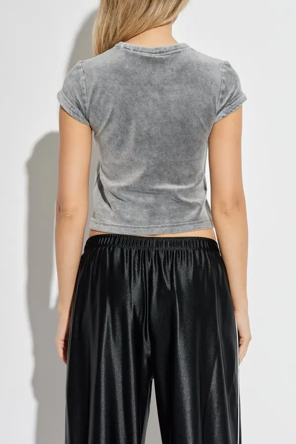 Alexander Wang Velvet Turtleneck Top With Logo