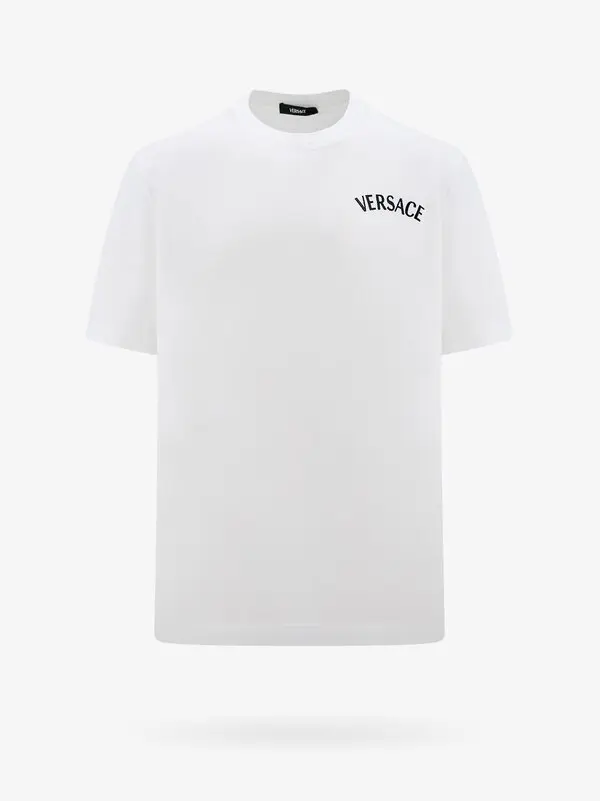 Versace Cotton Jersey Tshirt With Logo Embroidery