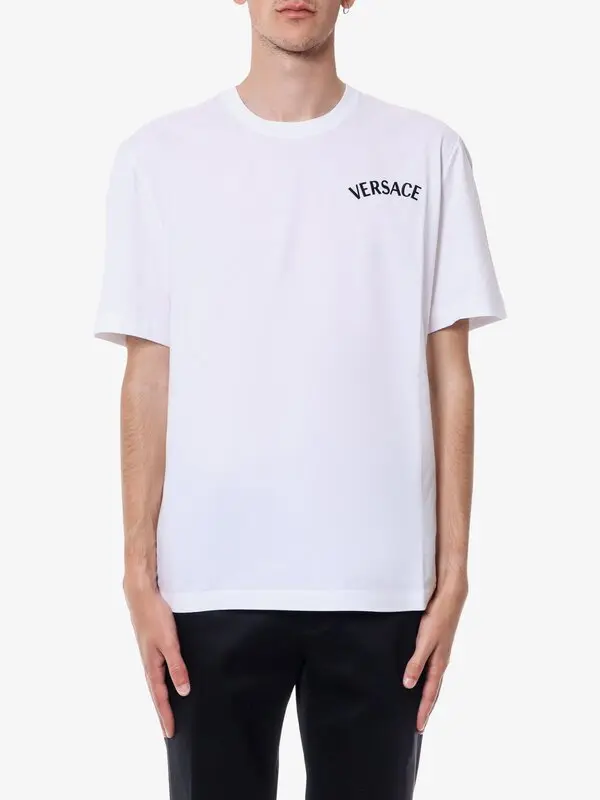 Versace Cotton Jersey Tshirt With Logo Embroidery