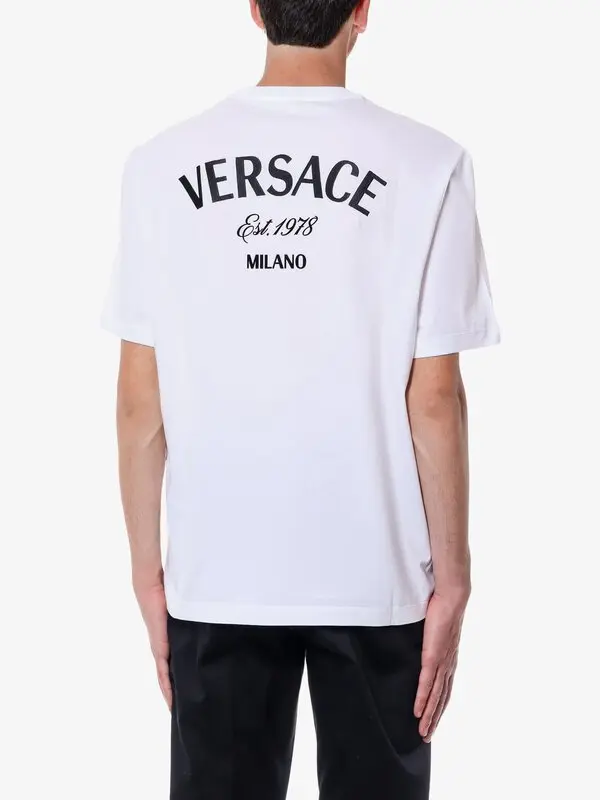 Versace Cotton Jersey Tshirt With Logo Embroidery