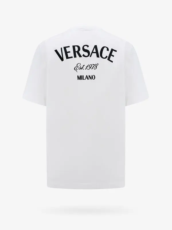Versace Cotton Jersey Tshirt With Logo Embroidery