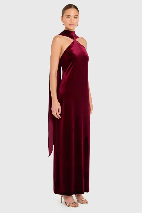 Amanda Uprichard Ashton Velvet Maxi Dress - Merlot | Editorialist