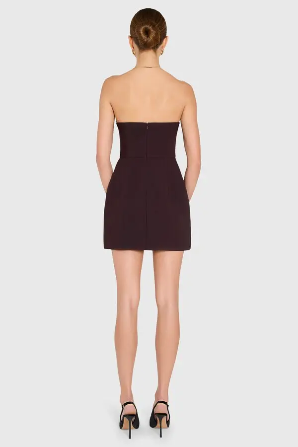 Amanda Uprichard Strapless Puzzle Cutout Mini Dress - Cocoa