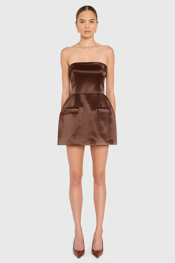 Amanda Uprichard Lucienne Skort Romper - Cocoa