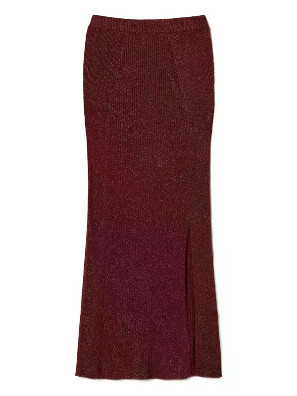 TWINSET Lurex Knit Midi Skirt