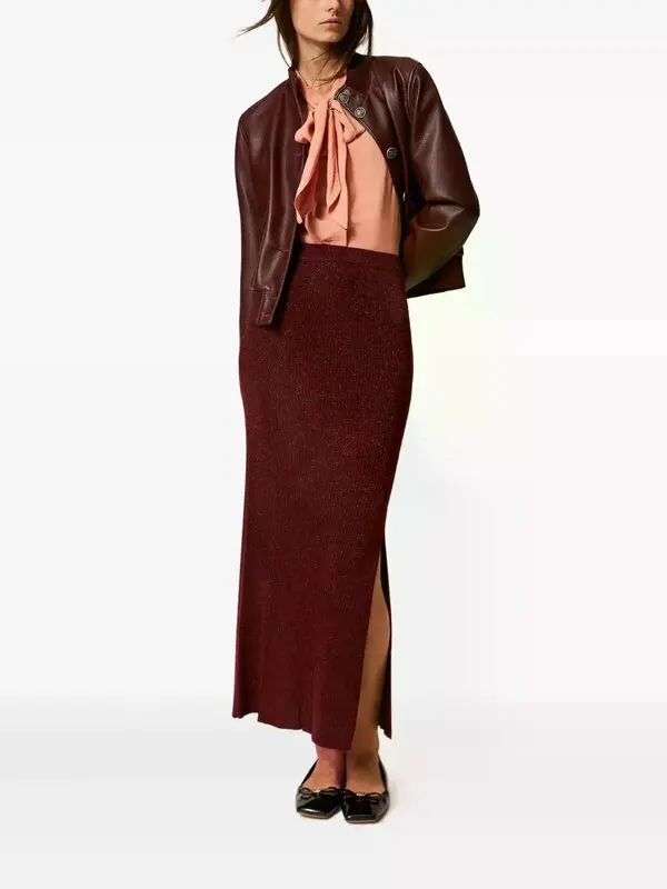 TWINSET Lurex Knit Midi Skirt
