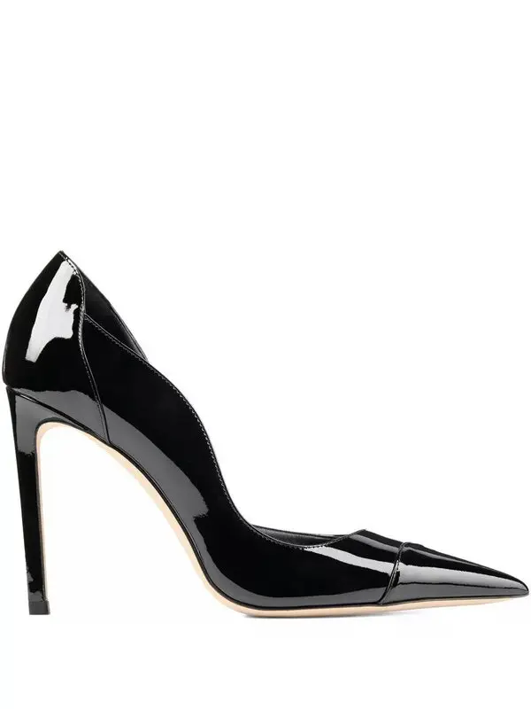 JIMMY CHOO Brigitte 100 Patent Leather Pointed Toe Stiletto Pumps - Black