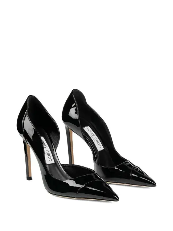 JIMMY CHOO Brigitte 100 Patent Leather Pointed Toe Stiletto Pumps - Black