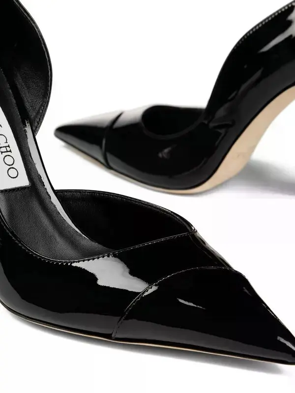 JIMMY CHOO Brigitte 100 Patent Leather Pointed Toe Stiletto Pumps - Black