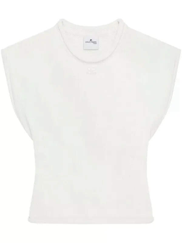 COURREGES Cropped Sleeveless Top - White