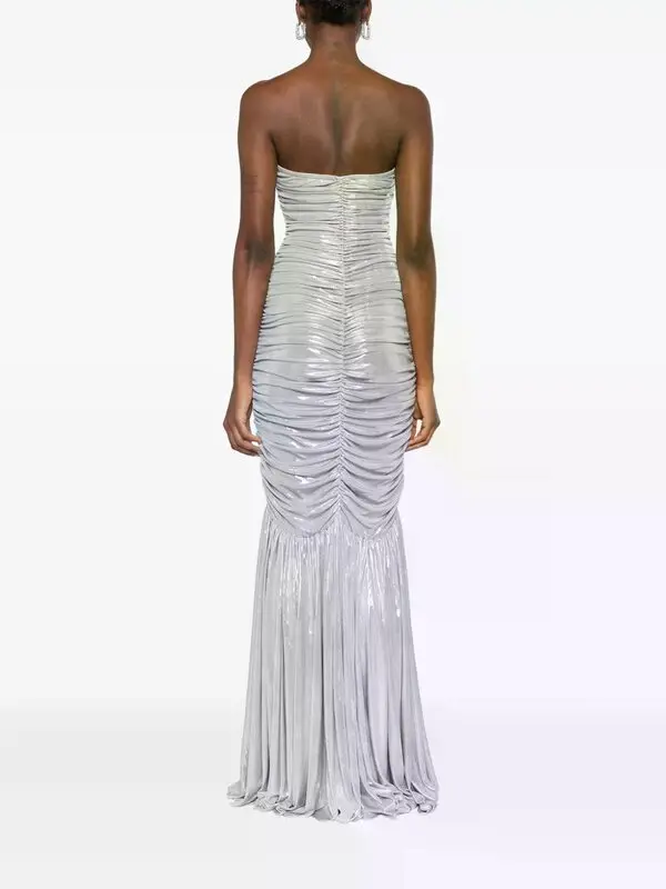 Norma Kamali Slinky Ruched Fishtail Gown - Silver