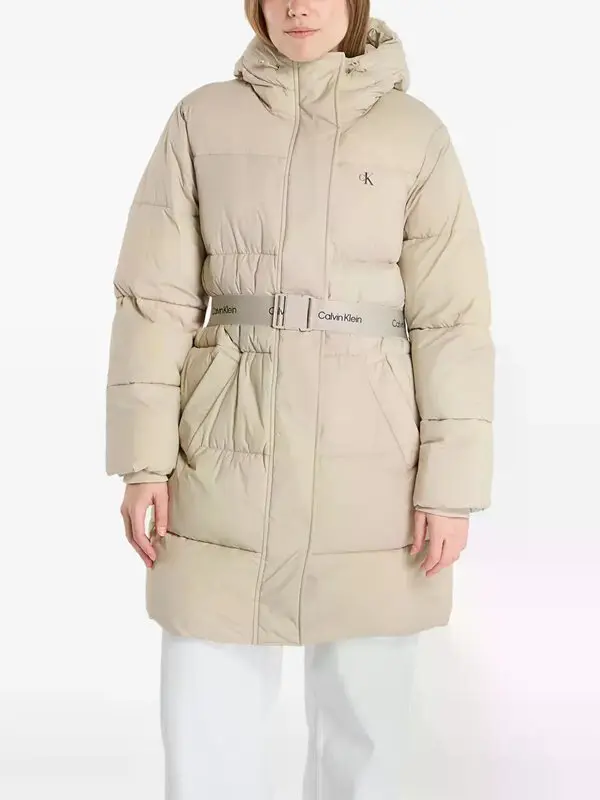 Calvin Klein Belted Hooded Coat
