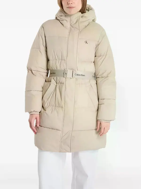 Calvin Klein Belted Hooded Coat