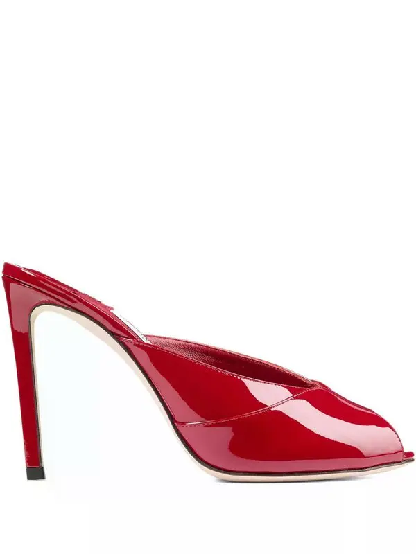 JIMMY CHOO Brigitte 100 Peep-toe Mules - Red