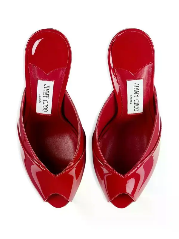 JIMMY CHOO Brigitte 100 Peep-toe Mules - Red