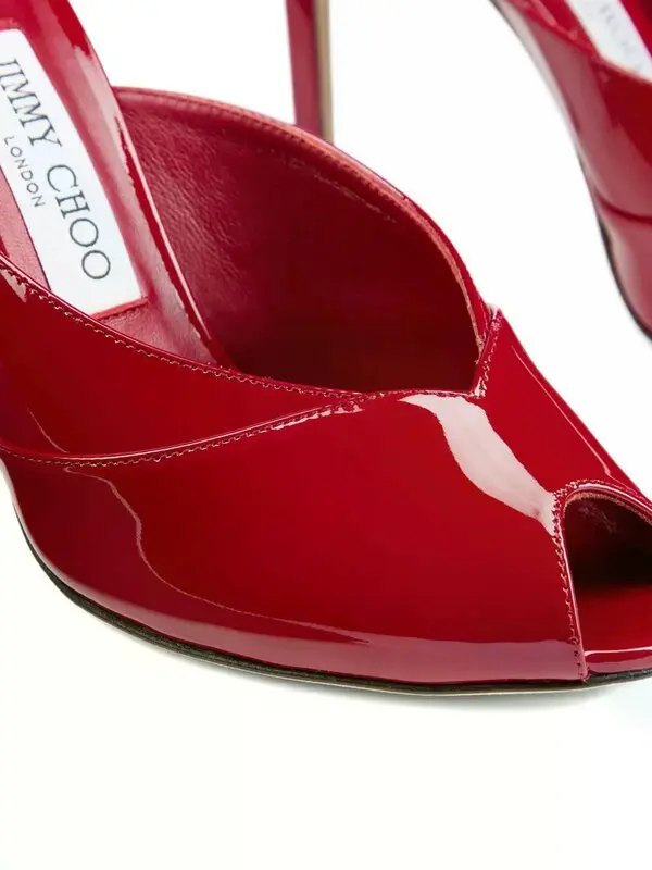 JIMMY CHOO Brigitte 100 Peep-toe Mules - Red