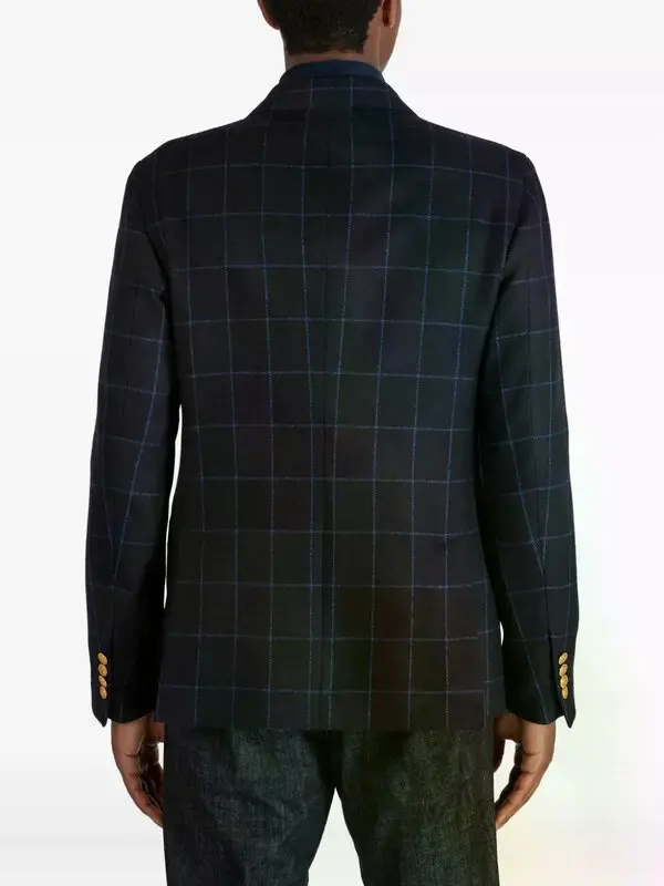 Incotex Double-breasted Checked Wool Jacket