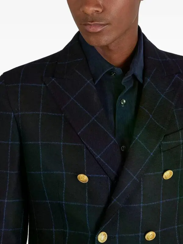 Incotex Double-breasted Checked Wool Jacket