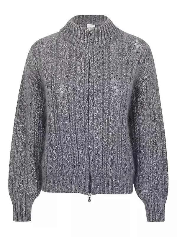 Eleventy Sequin Embellished Zip-up Cardigan